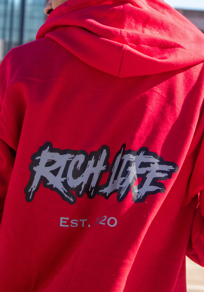 Red "Rich Life" SZN 2 Zip-up – richlifeclothing